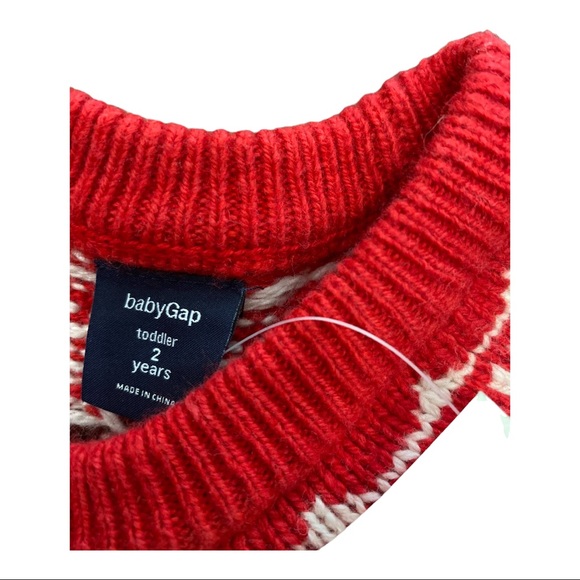 GAP | Shirts & Tops | Nwt Baby Gap Red Fair Isle Sweater Girls 2 2t ...